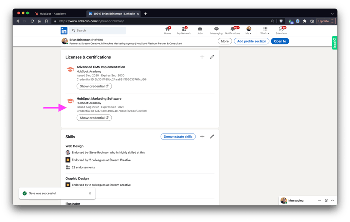 How to add Hubspot Certifications to LinkedIn: Step-by-Step